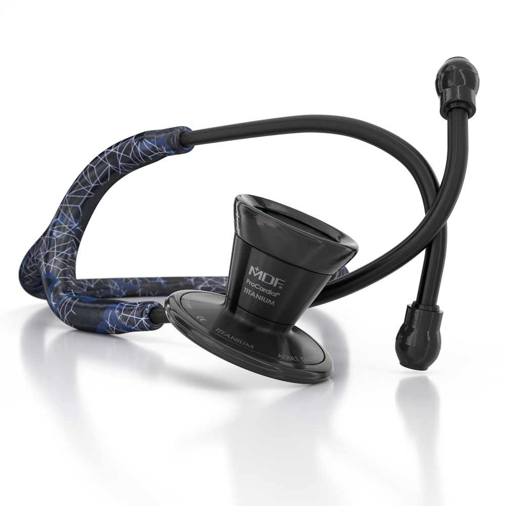 MDF® ProCardial® Titanium Stethoscope - Realtree Trace Blue and BlackOut