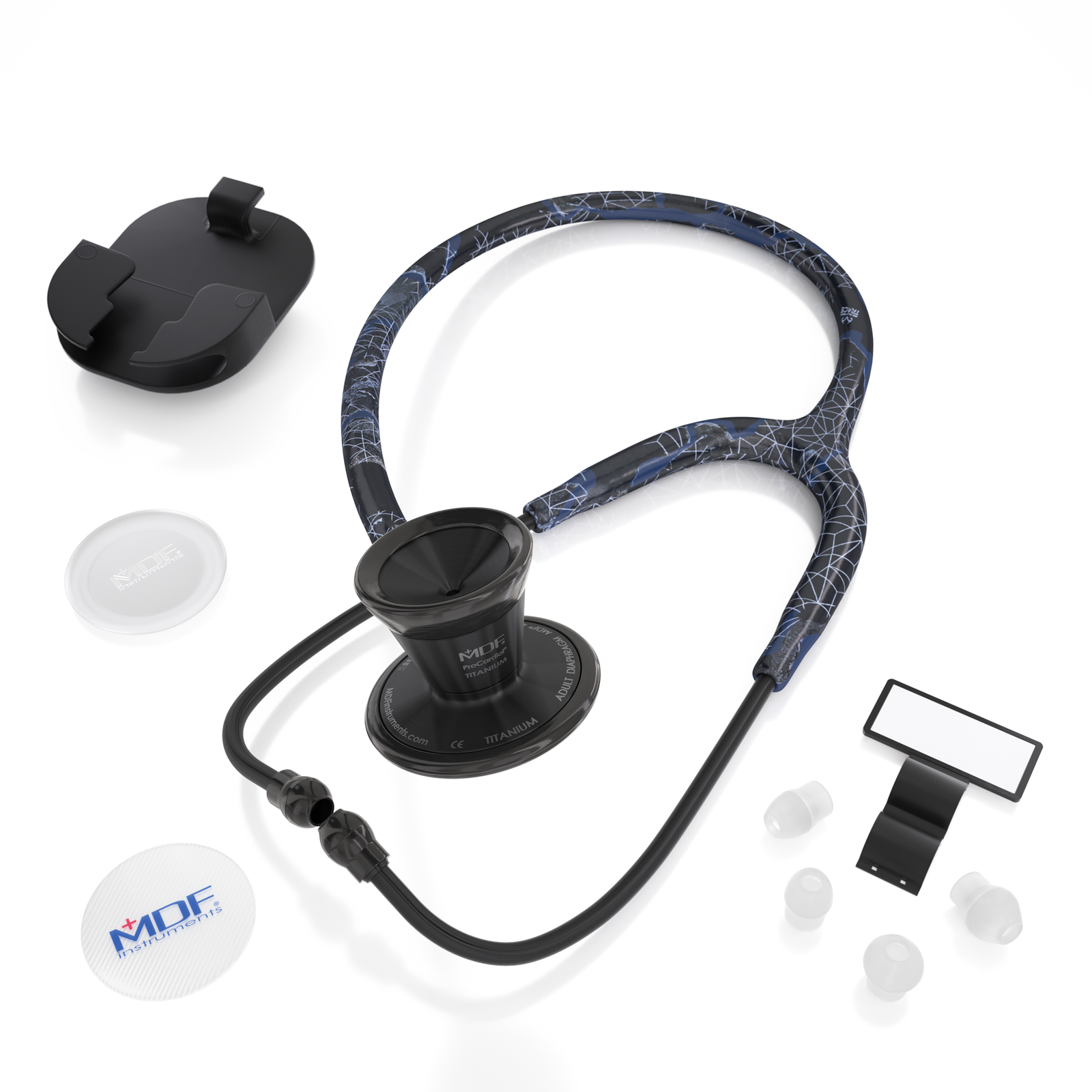MDF® ProCardial® Titanium Stethoscope - Realtree Trace Blue and BlackOut